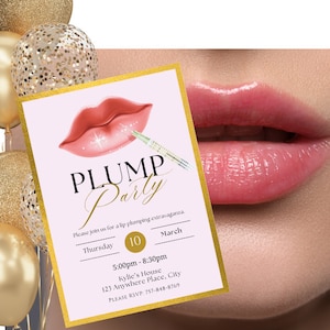 LIP PLUMP Party Invitation Digital Download Template, Edit in Canva PRO ...