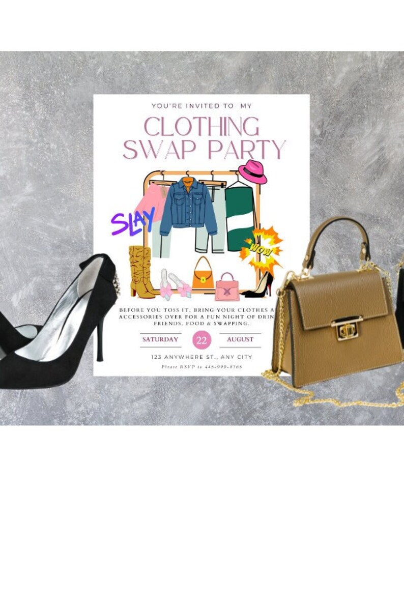 Clothing SWAP PARTY Digital Invitation Template, Edit in Canva With ...