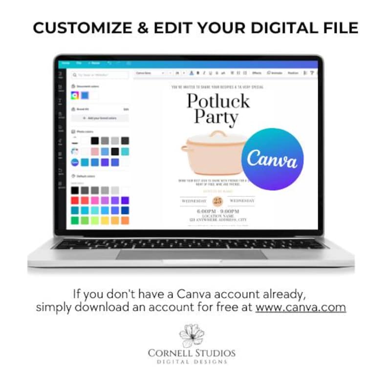 Potluck Party Invitation - Digital Download Template. Edit and ...