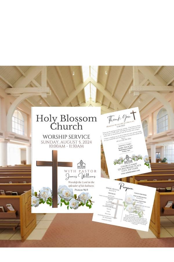 Church Worship Program Template: Weekly Service, Edit in Canva (8.5x11 Inches) - Etsy