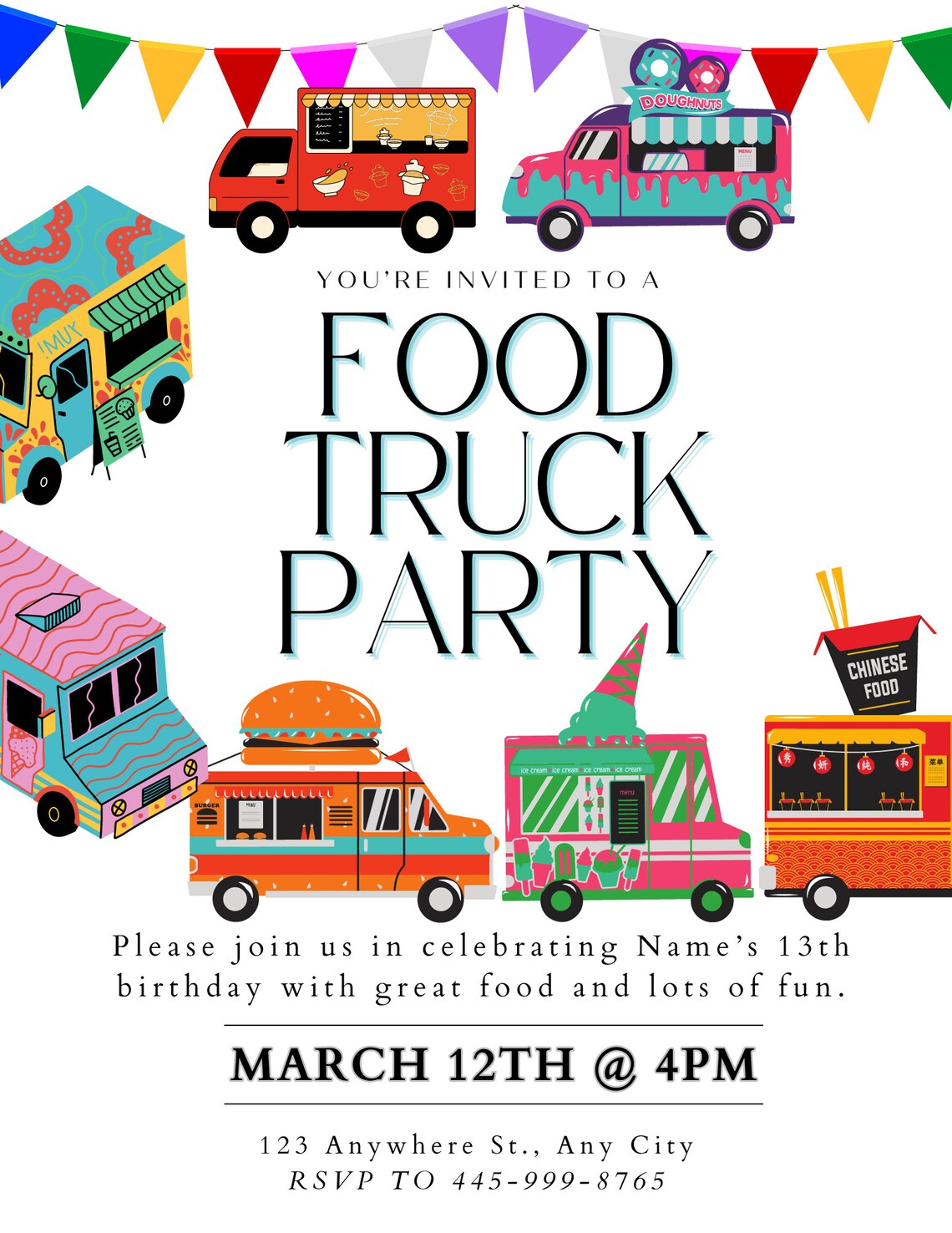 FOOD TRUCK PARTY Digital Invitation Template - Etsy Canada