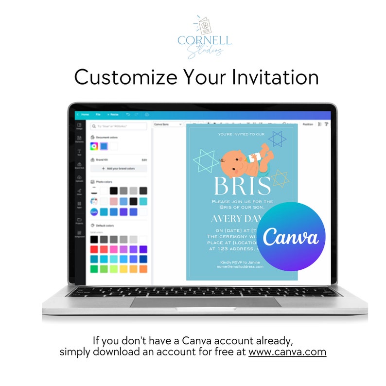 Baby Boy Bris Invitation Digital Download Template, Jewish Ceremony ...