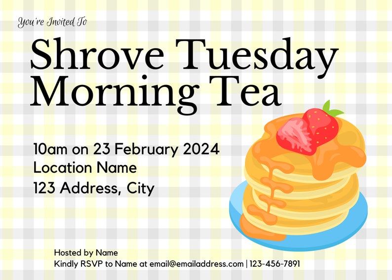 Shrove Tuesday 2024, Pancake Tuesday 2024 Invitation Digital Download ...
