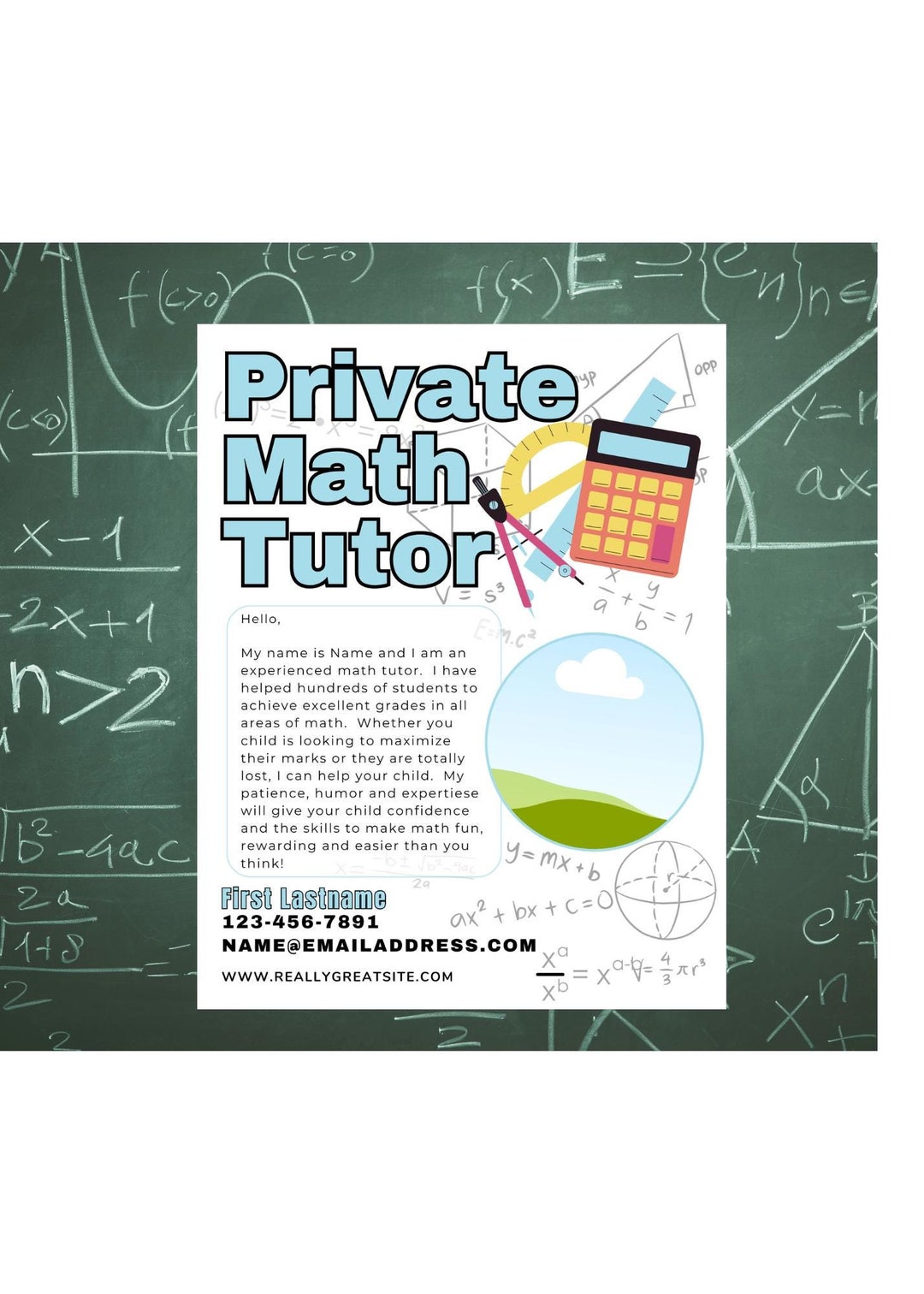 MATH Tutor Flyer or Social Media Post - Digital Download Template 8.5 X ...