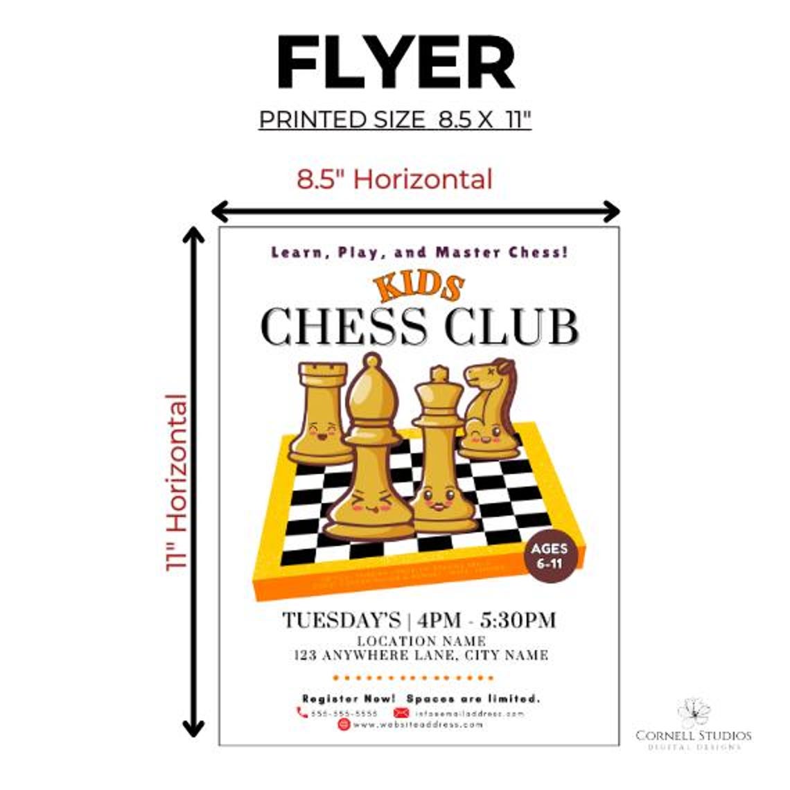 KIDS CHESS CLUB Flyer Digital Download Template, Emailer, Social Media ...
