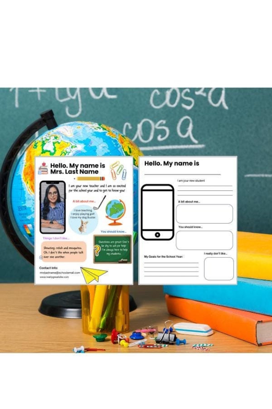 Meet the Teacher & Meet the Student Digital Template Pages, 8.5 X 11 ...