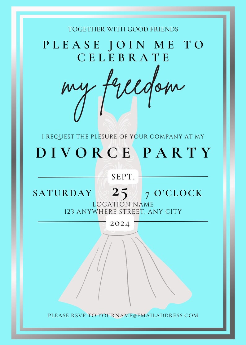Divorce Party Digital Download Invitation, Edit in Canva, Breakup Party ...