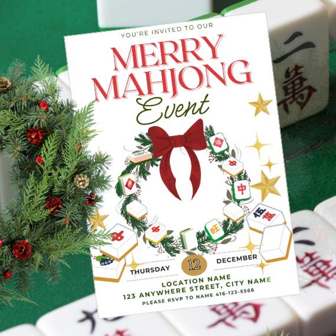 MERRY MAHJONG Invitation Holiday Theme Flyer or Invitation Digital ...