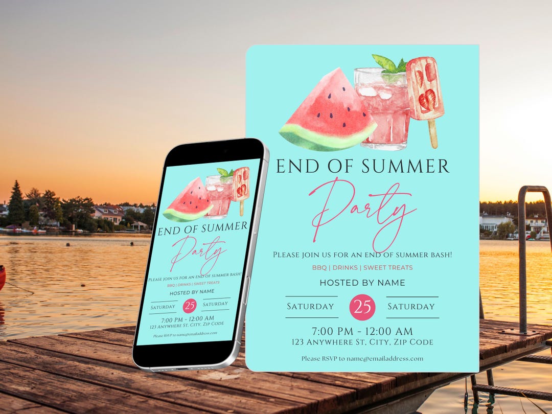 End of Summer Party Invitation: Editable Canva Template (digital ...