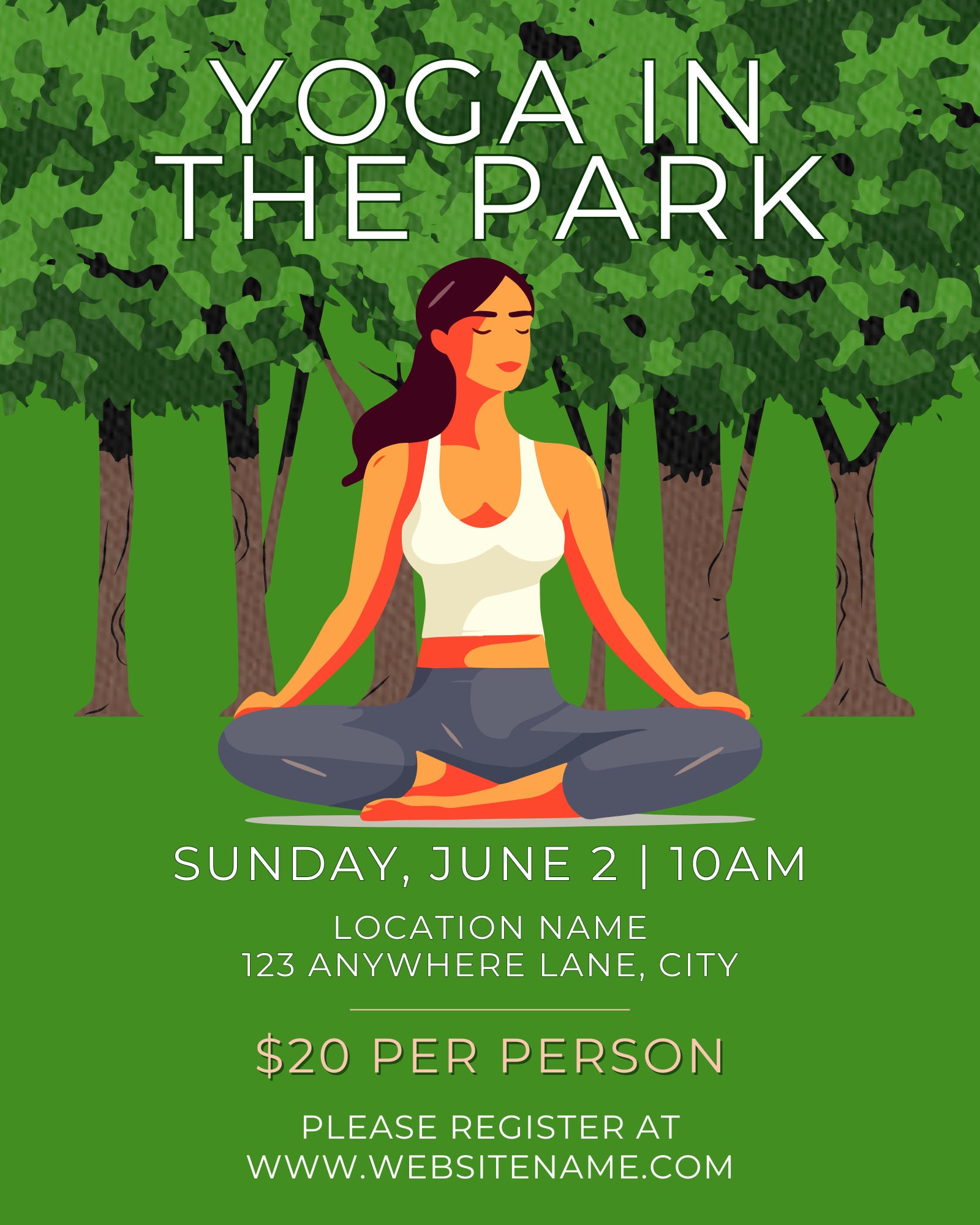 YOGA in the Park, Digital Download Template, Edit in Canva, 8 X 10 ...