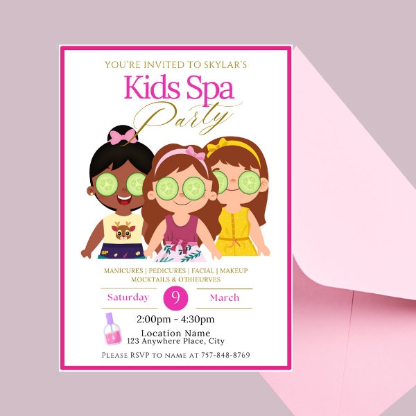 Kids Spa Party Flyer - Etsy