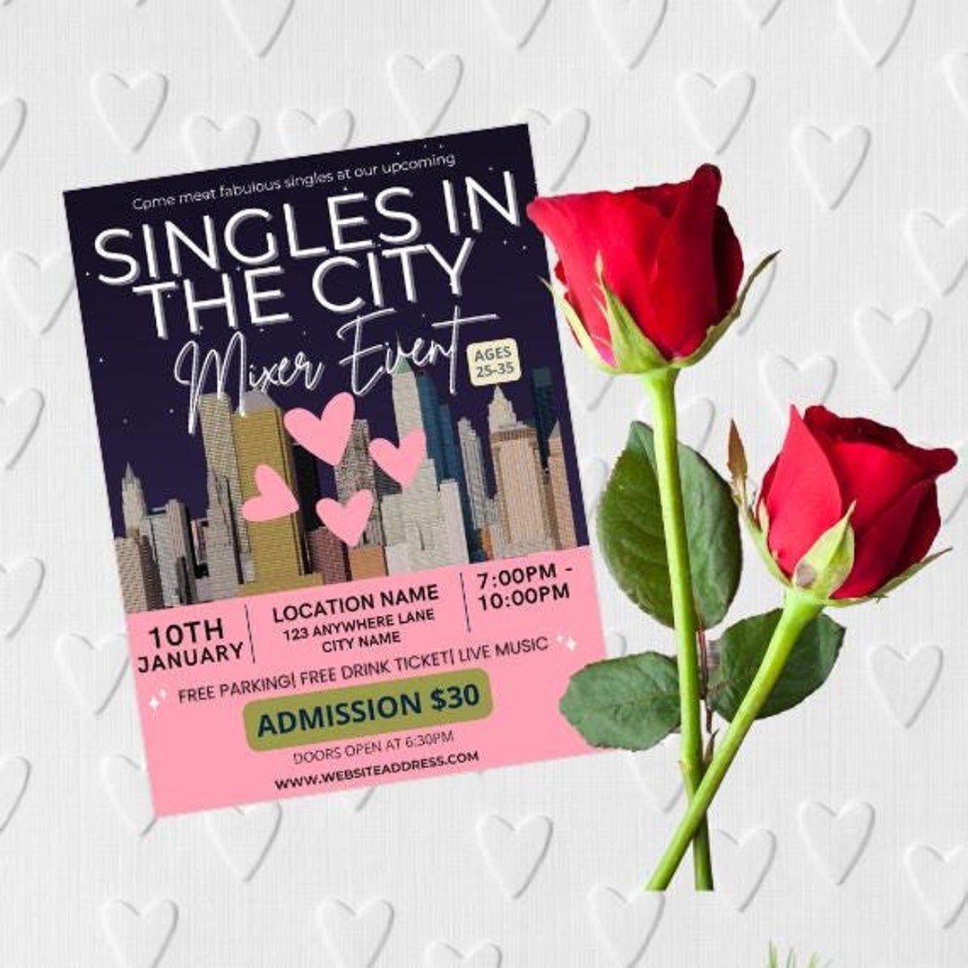 Singles Event Digital Download Template, SINGLES IN the CITY, Business ...