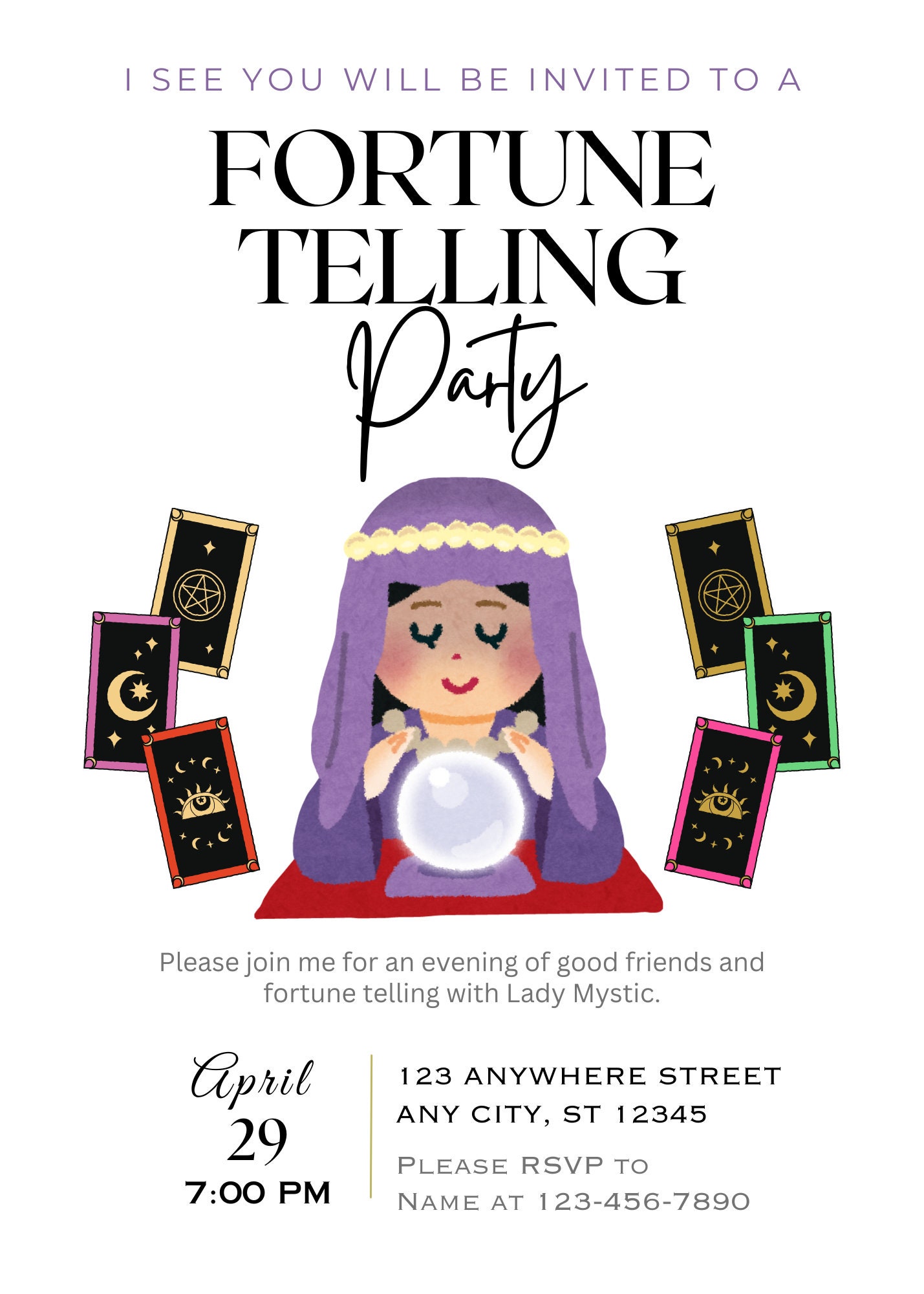 FORTUNE TELLING PARTY Invitation Digital Download Template, Edit in ...