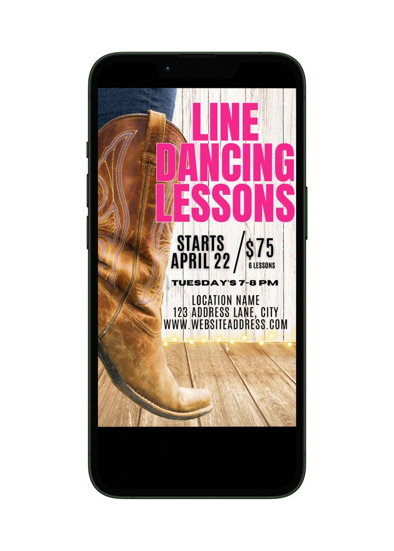 Line Dancing Lessons Flyer: Western Theme, Social Media Template ...