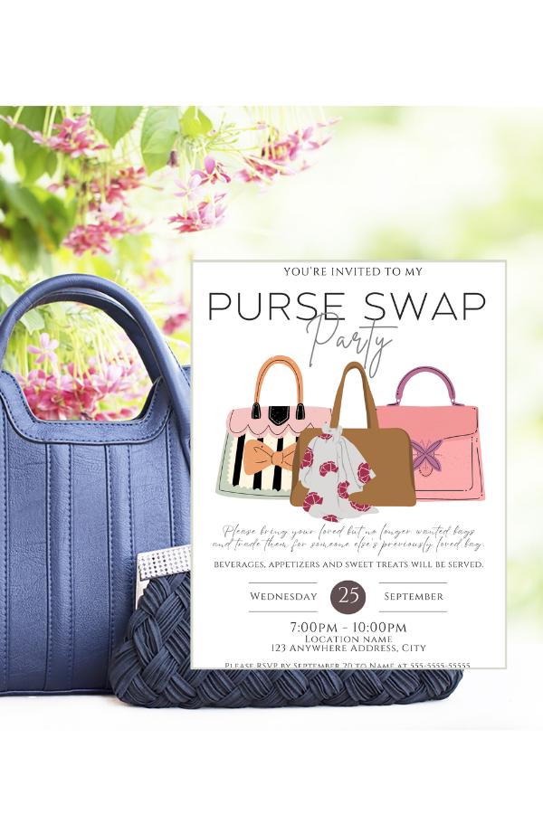 PURSE SWAP PARTY Digital Invitation Template, Edit in Canva, 5 X 7 ...