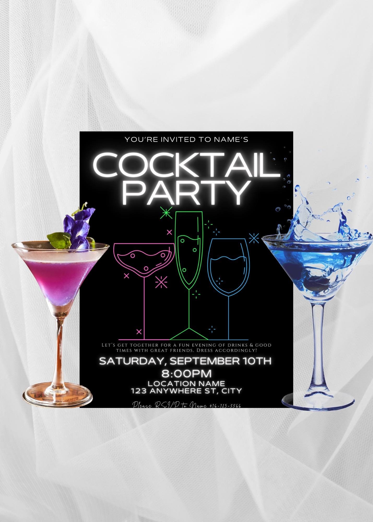 Elegant COCKTAIL Party Invitation - Digital Download, Edit in Canva ...
