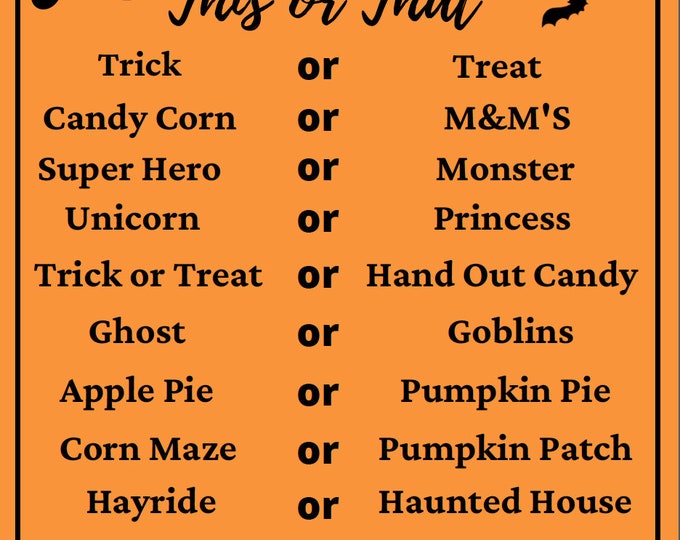 Halloween This or That | Printable Family Fun Game - Etsy