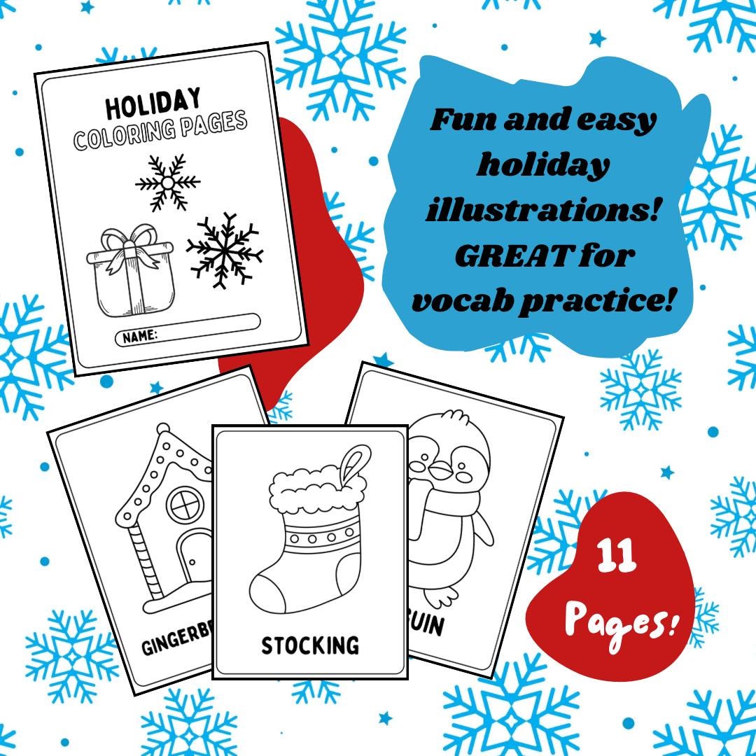 Christmas/ Winter Holiday Printable Coloring Pages - Etsy