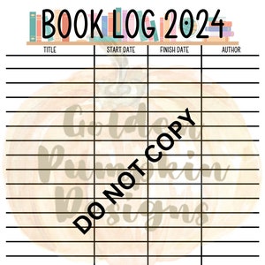 Book Log | Book Log for 2024 | Book Journal | Book Journal for 2024 ...