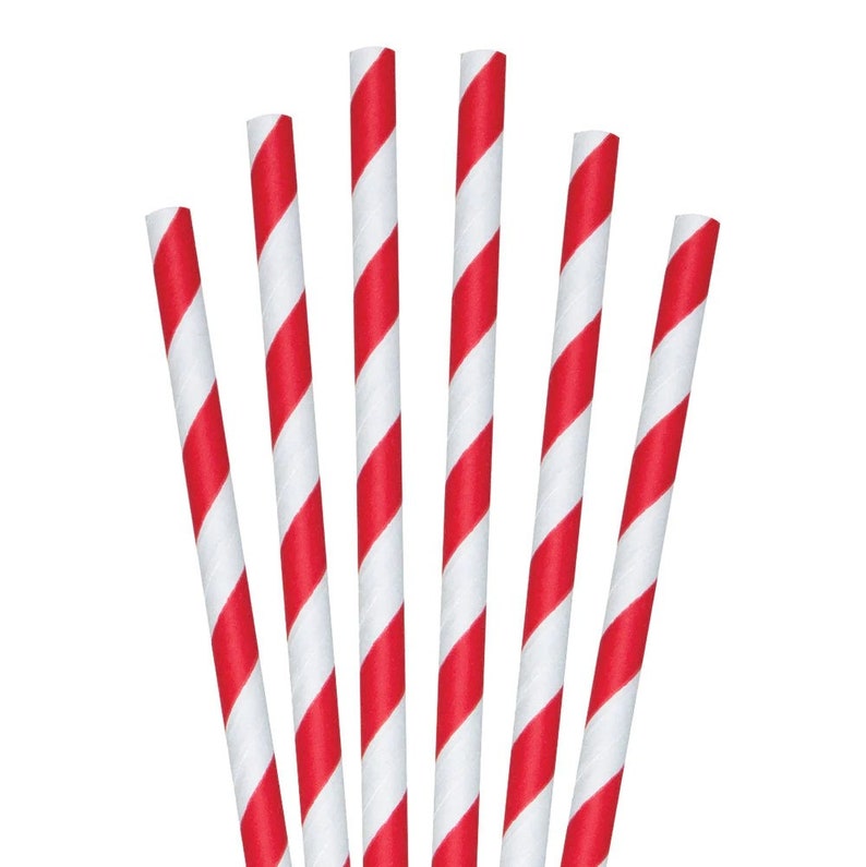 10" Red Striped Giant Paper Straws 1 Case 2800 Ct - Etsy