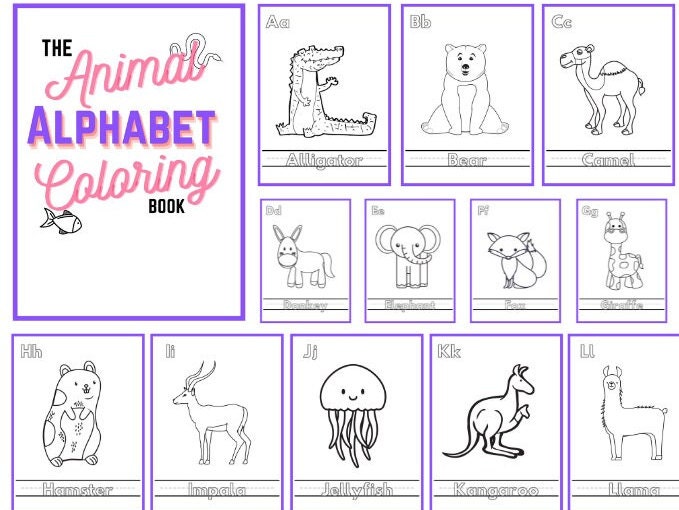 Animal Alphabet Coloring Sheets (immediate Digital Download) - Etsy