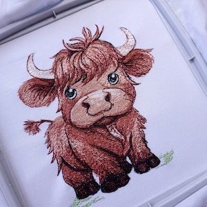 Machine Embroidery A Little Highland Cow. Machine Embroidery Designs, 6 ...