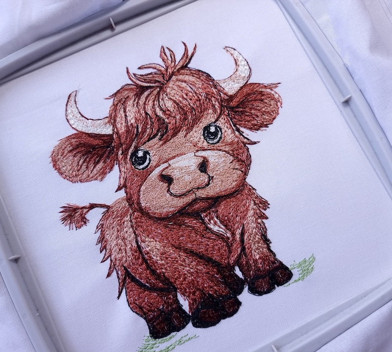 Machine Embroidery A Little Highland Cow. Machine Embroidery Designs, 6 ...