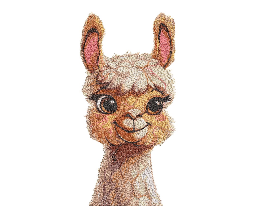 Machine Embroidery Lama Alpaca. Super Realistic Machine Embroidery ...