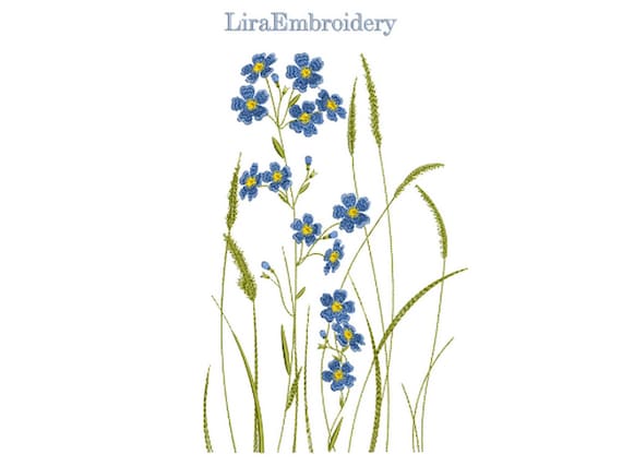 Machine Embroidery Flowers. Forget-me-not Herb. Meadow - Etsy