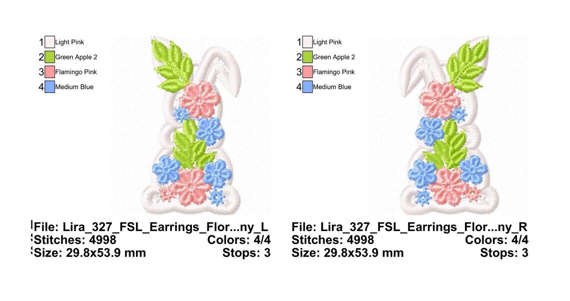 FSL Floral Bunny Lace Earrings. Machine Embroidery Designs. Easter ...