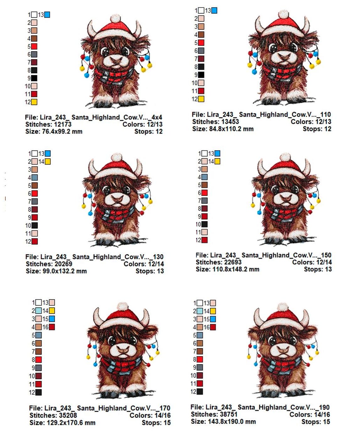 Santa Baby Highland Cow, 6 Sizes. Christmas Machine Embroidery Designs ...