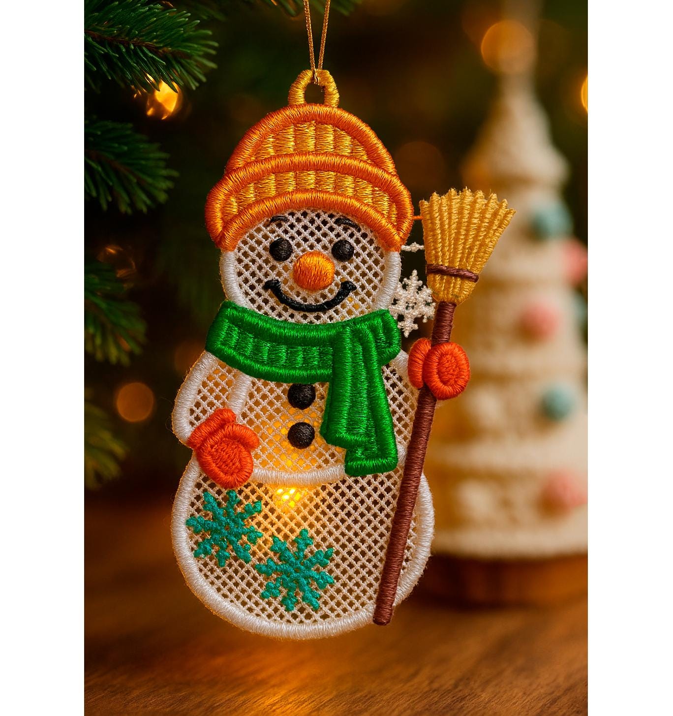 FSL Ornament. Machine Embroidery Designs. Snowman Lace Decoration. 4x4 ...