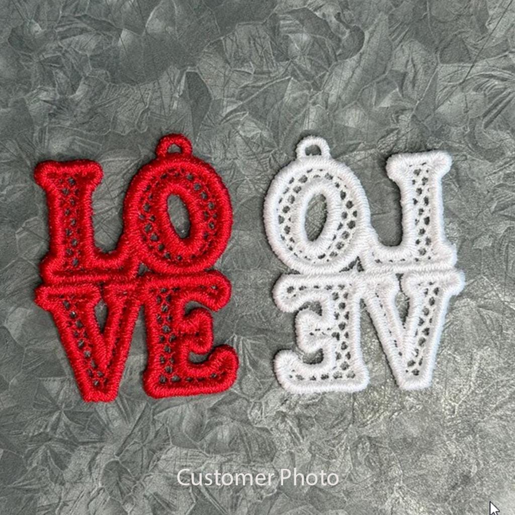 FSL LOVE Lace Earrings. Machine Embroidery Designs. Valentine's Day. 2 ...