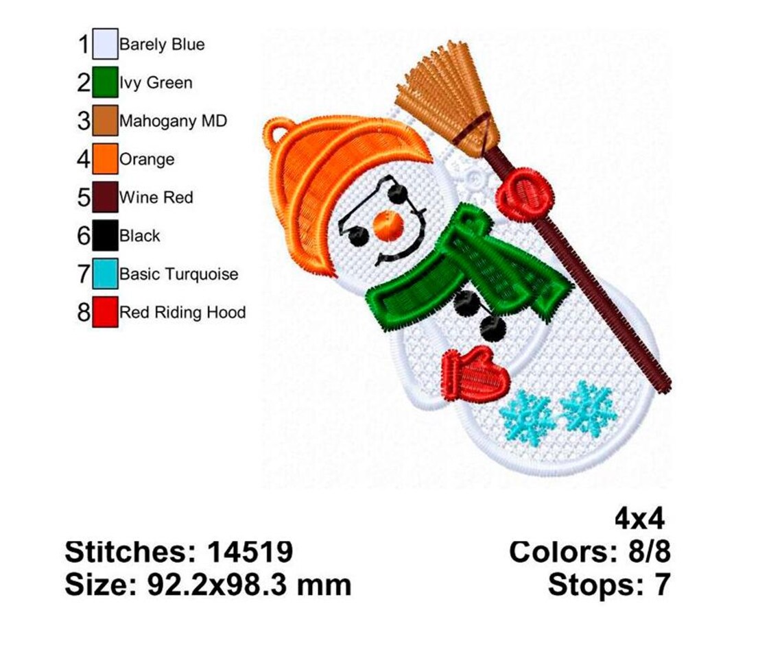 FSL Ornament. Machine Embroidery Designs. Snowman Lace Decoration. 4x4 ...