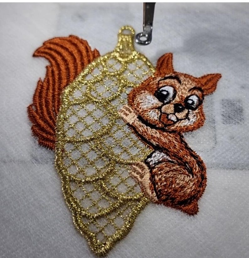 FSL Squirrel on Pinecone Lace Ornament. Machine Embroidery Designs ...