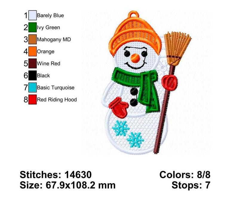 FSL Ornament. Machine Embroidery Designs. Snowman Lace Decoration. 4x4 ...