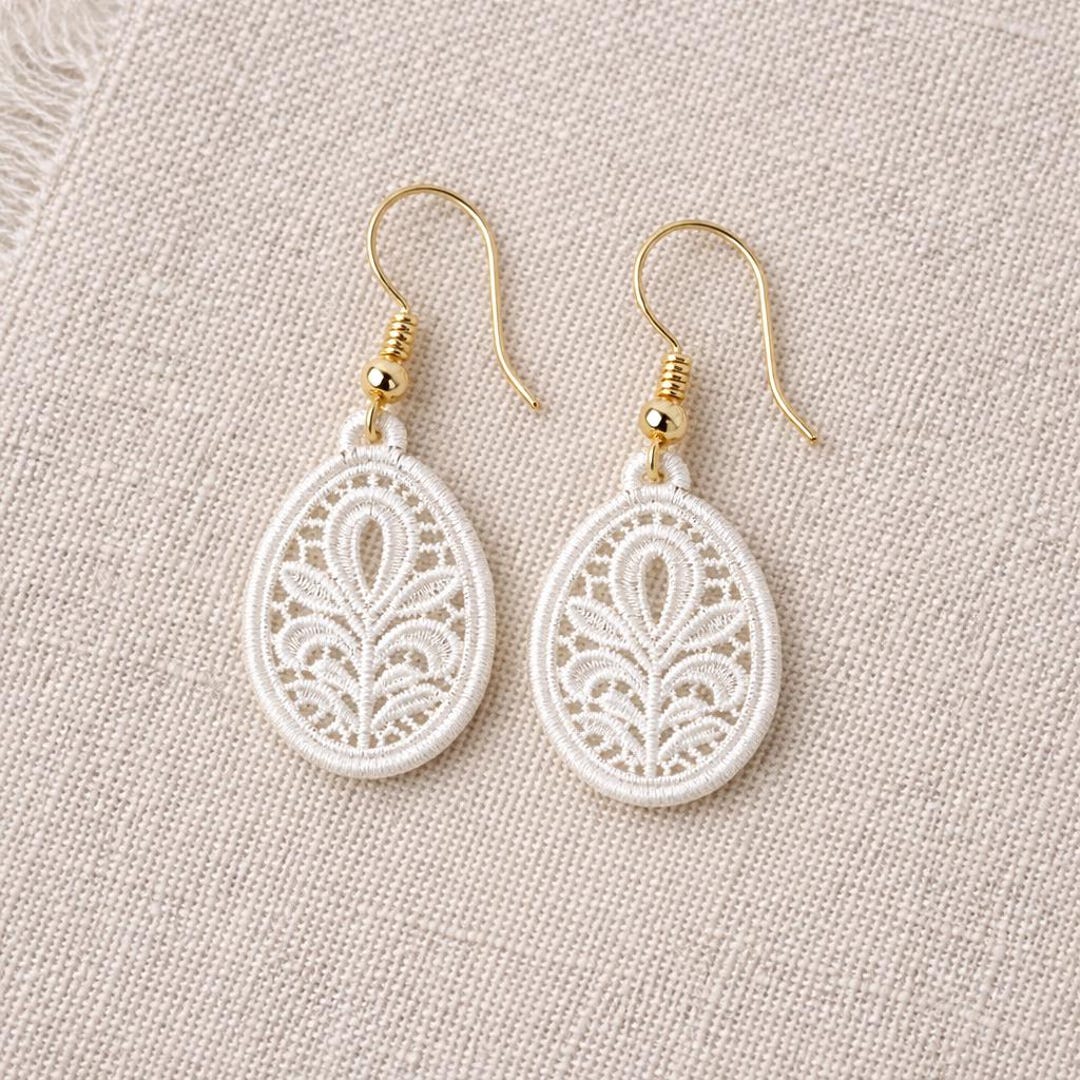 FSL Easter Egg Earrings, Floral Lace Embroidery Design (PES and More ...