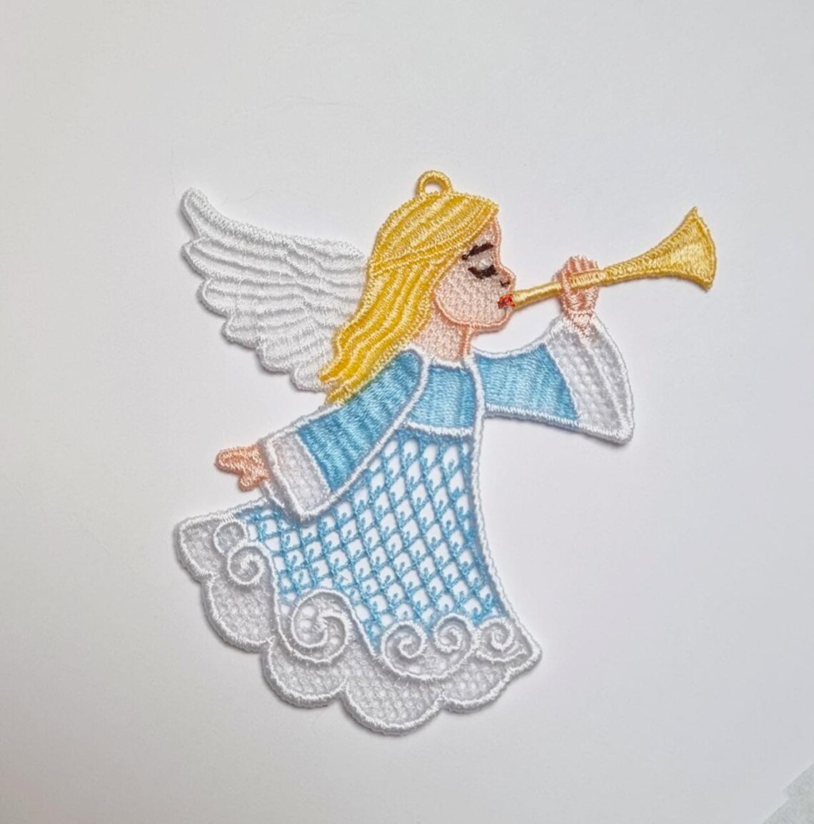 FSL Angel With Trumpet Lace Ornament. Machine Embroidery Designs ...