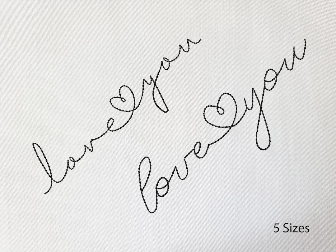 Machine Embroidery Continuous One Line Stitch Love, Hand Stitch Style ...