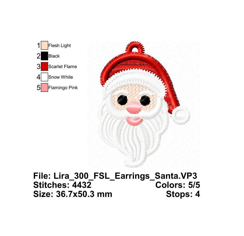 FSL Earrings. Machine Embroidery Designs. Santa Lace Earrings. 4x4 Hoop ...