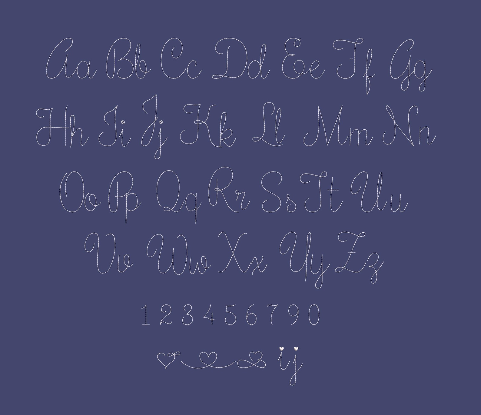 Handstitch Script Embroidery Font “emily” –calligraphy Style, 6 Sizes ...
