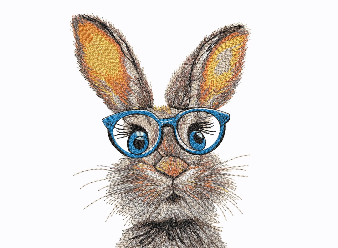 Bunny Machine Embroidery Easter Bunny With Glasses Pattern, 6 Sizes ...