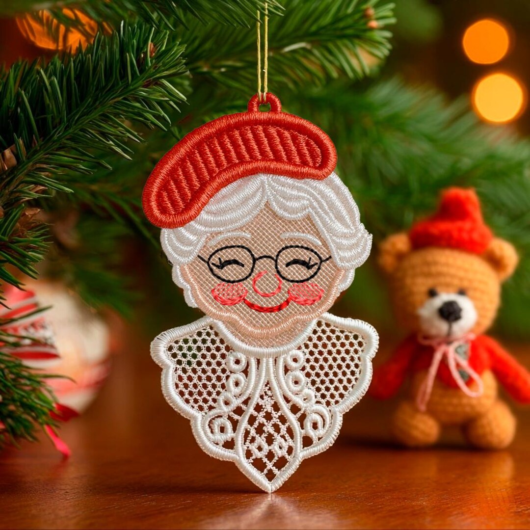 FSL Ornament. Machine Embroidery Designs. Mrs Claus Lace Decoration ...