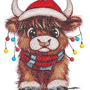 Santa Baby Highland Cow, 6 Sizes. Christmas Machine Embroidery Designs ...