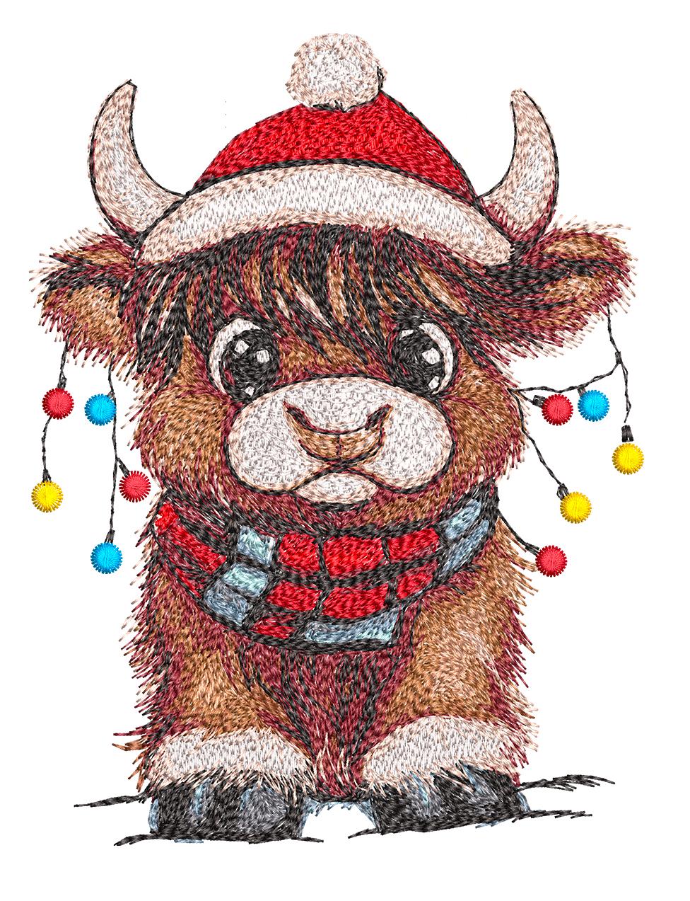 Santa Baby Highland Cow, 6 Sizes. Christmas Machine Embroidery Designs ...