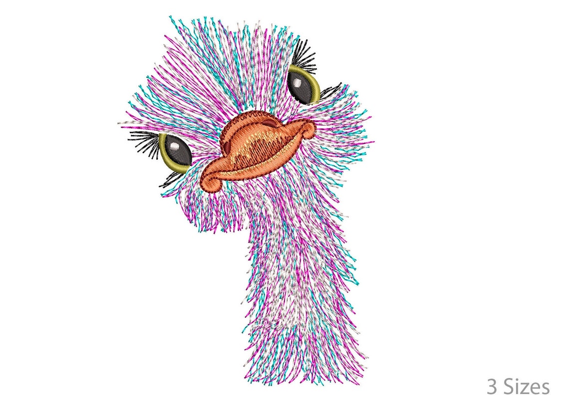 Machine Embroidery Designs Ostrich 3 Sizes Etsy