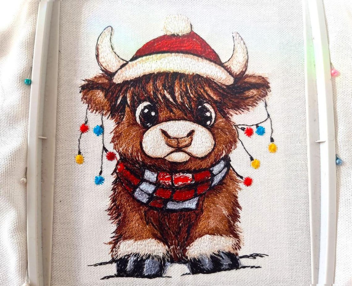 Santa Baby Highland Cow, 6 Sizes. Christmas Machine Embroidery Designs ...