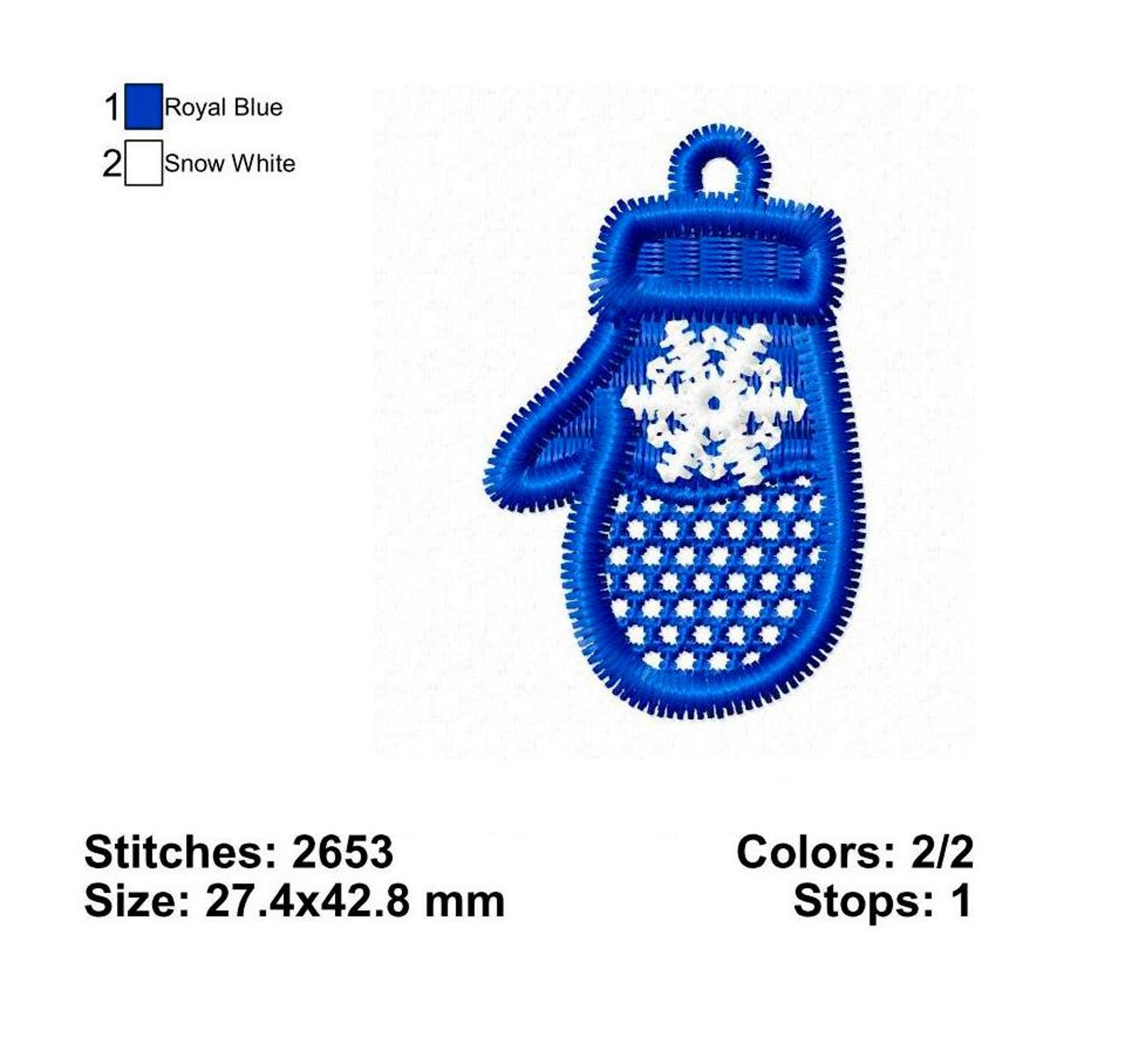FSL Earrings. Machine Embroidery Designs. Mitten With Snowflake Lace ...