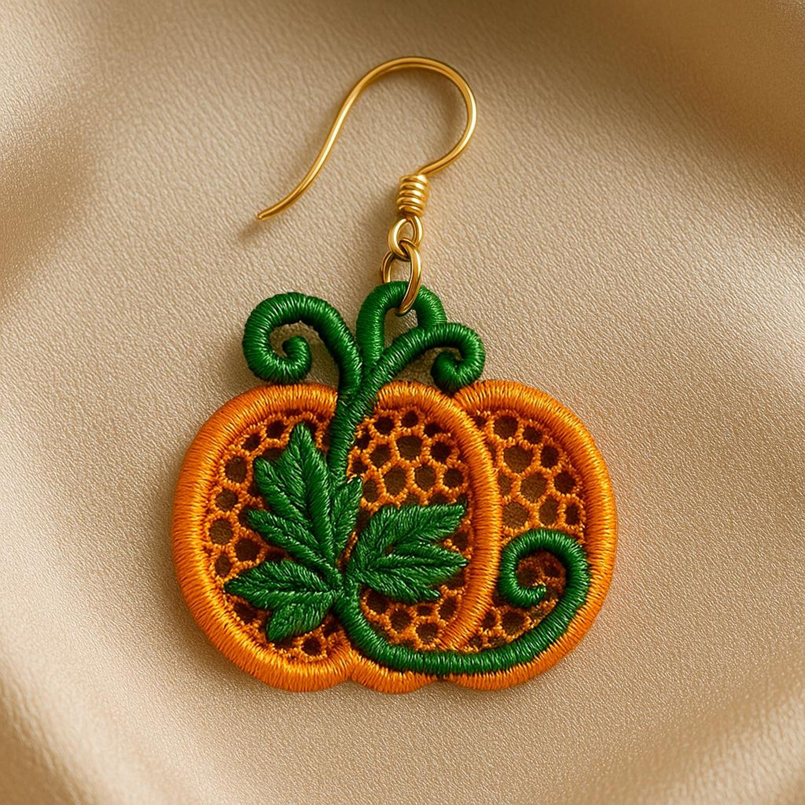FSL Earrings. Machine Embroidery Designs. Pumpkin Leaf Lace Earrings ...