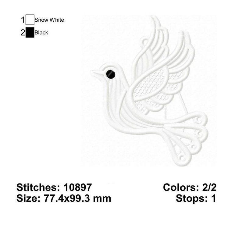 FSL Christmas Dove Lace Ornament. Machine Embroidery Designs. White ...